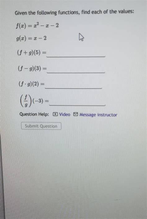 Solved Given The Following Functions Find Each Of The