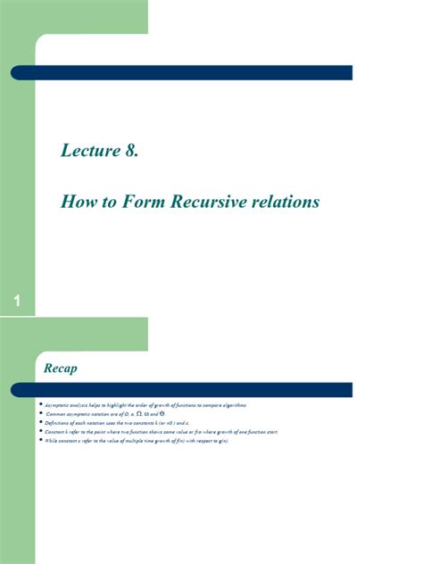 algo vc lecture8 pdf recurrence relation algorithms