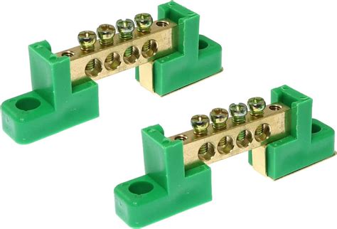 Xd 2pcs 10 Positions Terminal Bus Bar Terminal Block Brass Wire Screw Terminal Grounding Strip