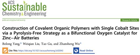 我院武占省教授团队最新研究进展：基于非热解策略构筑具有单钴位点的共价有机聚合物用于锌空气电池双功能氧催化剂 西安工程大学环境与化学工程学院