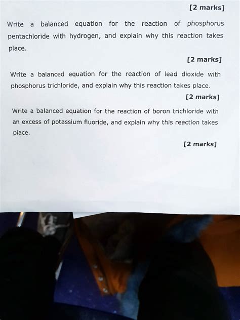 Solved [2 Marks] Write Balanced Equation For The Reaction Of Phosphorus Pentachloride With