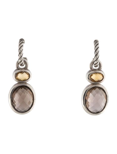 David Yurman Onyx And Hematine Renaissance Earrings Sterling Silver
