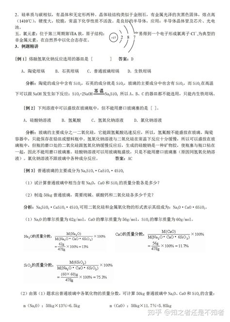 【高中化学】58个考点精讲——22、硅酸盐工业 新型无机非金属材料（含例题与解析） 知乎