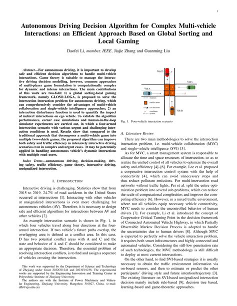 Pdf Autonomous Driving Decision Algorithm For Complex Multi Vehicle Interactions An Efficient