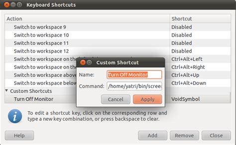 how to turn off your monitor with a hotkey in ubuntu