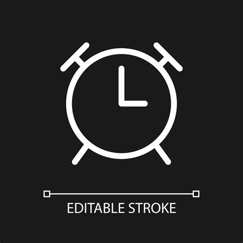 Alarm Clock Pixel Perfect White Linear Ui Icon For Dark Theme Wake Up In Morning Routine