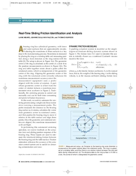 Pdf Real Time Sliding Friction Identification And Analysis Applications Of Control