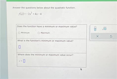 Solved Answer The Questions Below About The Quadratic Chegg