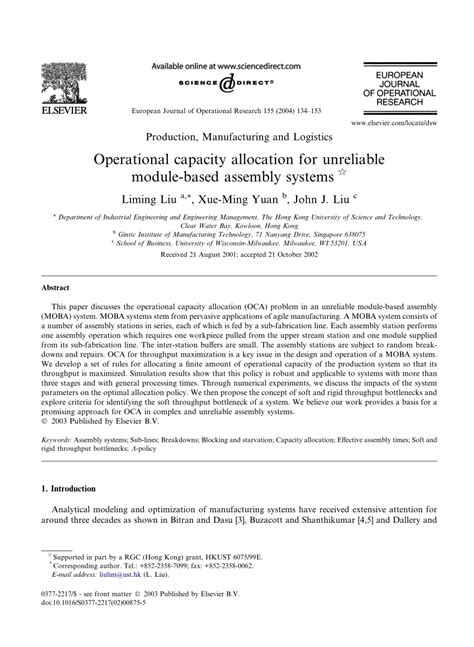 Pdf Operational Capacity Allocation For Unreliable Module Based