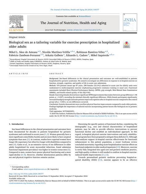 Pdf Biological Sex As A Tailoring Variable For Exercise Prescription