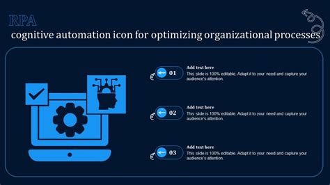 Rpa Cognitive Automation Icon For Optimizing Organizational Processes Ppt Powerpoint