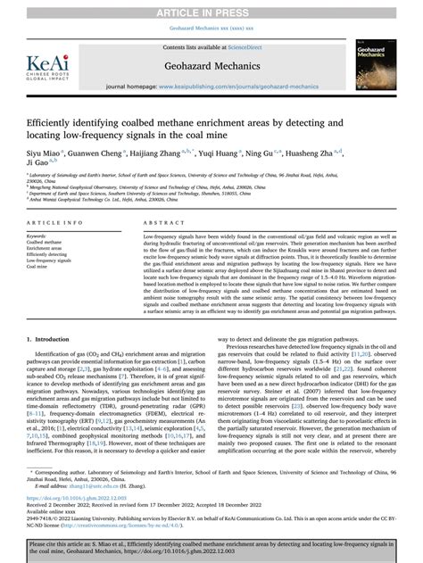Pdf Efficiently Identifying Coalbed Methane Enrichment Areas By Detecting And Locating Low