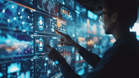 Man Examining Wall Of Data Stock Illustration Illustration Of Cyberspace 312170510