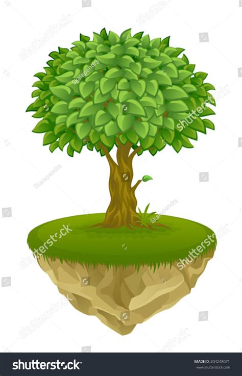 Tree On The Island Stock Vector Illustration 204248071 Shutterstock