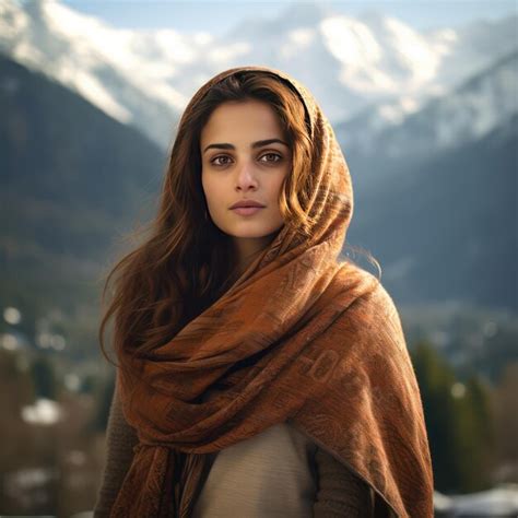 Premium Ai Image Himachali Belle In Cozy Pahari Shawl Against