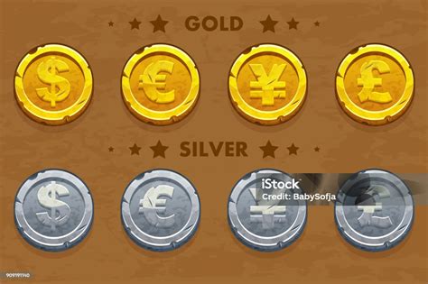 금은 오래 된 달러 유로 파운드 및 엔 동전 0명에 대한 스톡 벡터 아트 및 기타 이미지 0명 개체 그룹 고대의 Istock