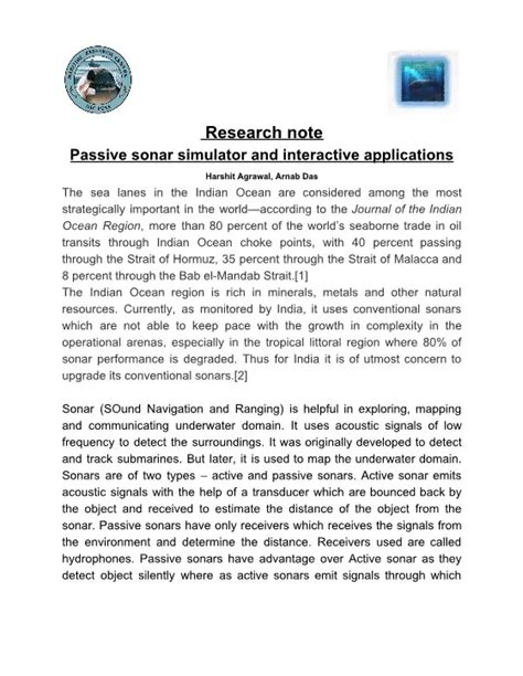 Passive Sonar Simulator And Interactive Applications Docslib