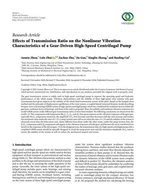 Pdf Effects Of Transmission Ratio On The Nonlinear Vibration