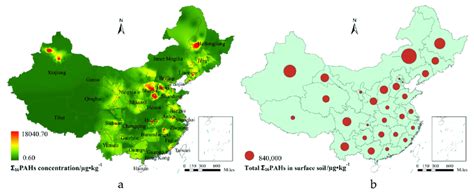 Spatial Distribution Of Σ 16 Pahs A And Provincial Total Σ 16 Pahs In