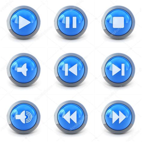 High Detailed Set Media Player Buttons Isolated White Stock Photo Baurka