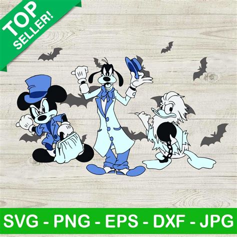 Mickey Goofy Donald As The Hitchhiking Ghost Svg Haunted Mansion Svg