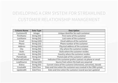 Developing A CRM System For Streamlined Customer Relationship Management Excel Template And