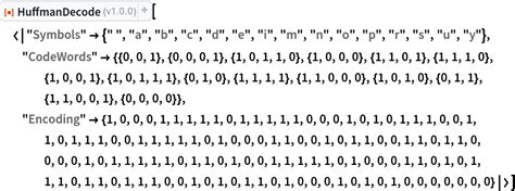 Huffmandecode Wolfram Function Repository