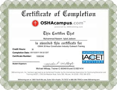 Osha Certificate