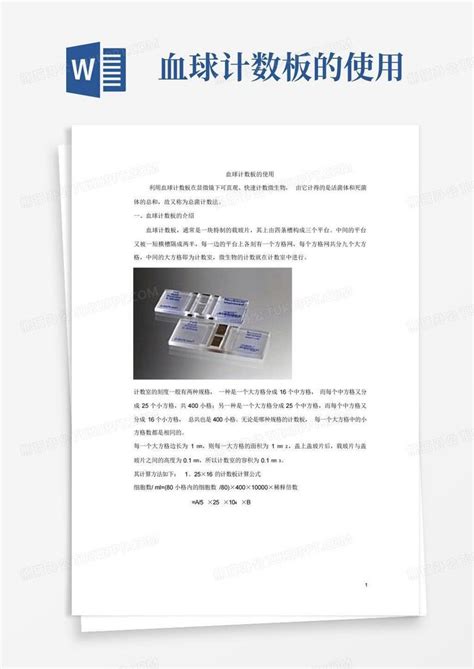 血球计数板的使用word模板下载 编号qwavjkeg 熊猫办公