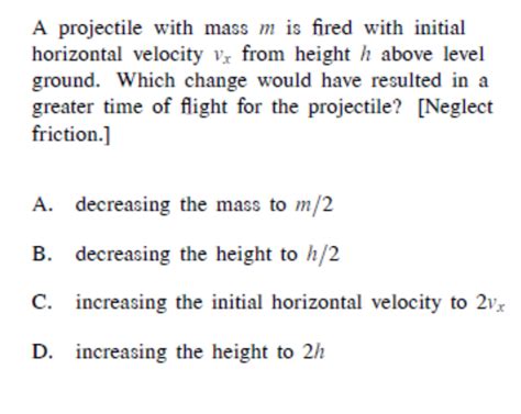 solved a projectile with mass m is fired with initial horizontal