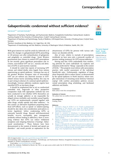 Pdf Gabapentinoids Condemned Without Sufficient Evidence