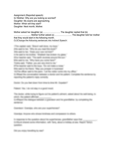 Solution Class 10 Reported Speech Assignments Studypool