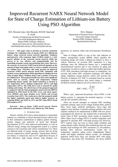 Pdf Improved Recurrent Narx Neural Network Model For State Of Charge Estimation Of Lithium Ion