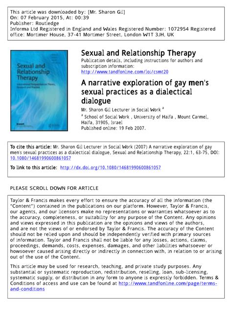Pdf A Narrative Exploration Of Gay Mens Sexual Practices As A