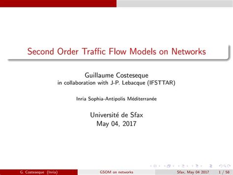 Second Order Traffic Flow Models On Networks Pdf