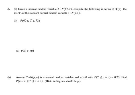 Solved A Given A Normal Random Variable X N Chegg