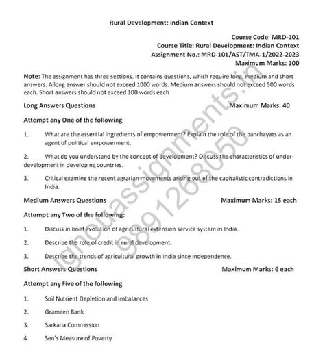 IGNOU MRD 101 SOLVED ASSIGNMENT 2022 23 ENGLISH MEDIUM