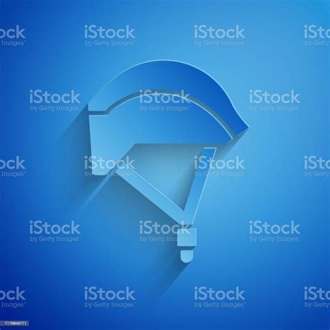 종이 잘라 자전거 헬멧 아이콘 파란색 배경에 격리 익스트림 스포츠 스포츠 장비 종이 아트 스타일입니다 벡터 일러스트레이션 머리에 대한 스톡 벡터 아트 및 기타 이미지