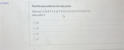 Solved Find The Percentile For The Data Point Data Set