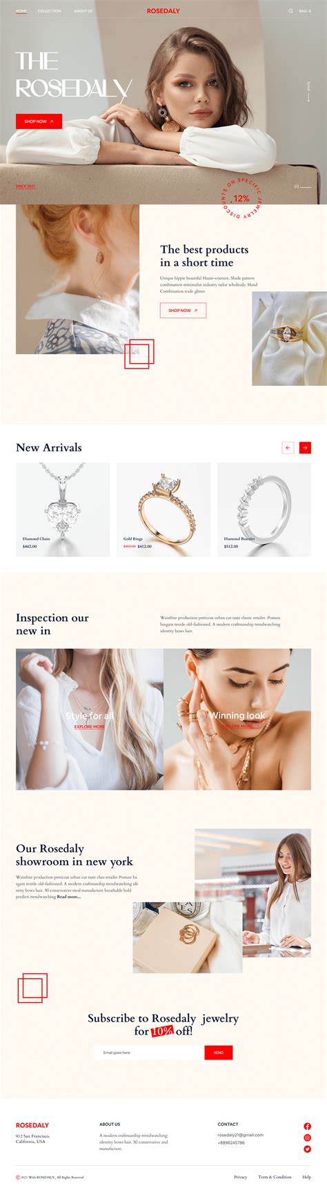 Jewelry Shop Landing Page On Behance
