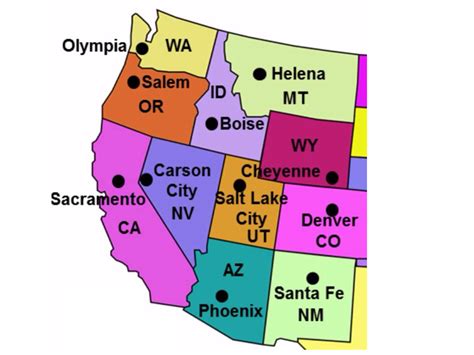 West States And Capitals Map
