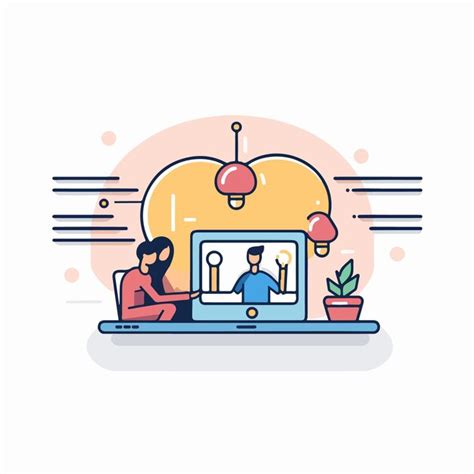 Premium Vector A Laptop With A Light Bulb On It And Two People Holding Hands