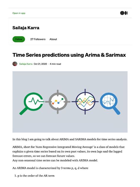 Time Series Predictions Using Arima And Sarimax Pdf