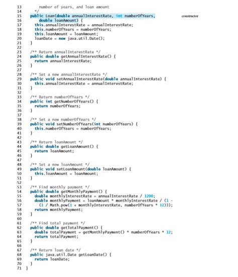 solved exercise 1 implement class loan provided in listing