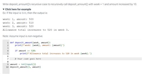 solved write deposit amount s recursive case to