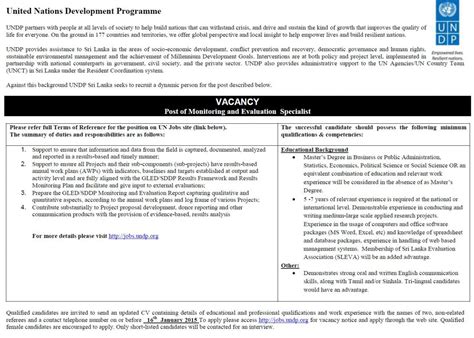 Monitoring And Evaluation Specialist