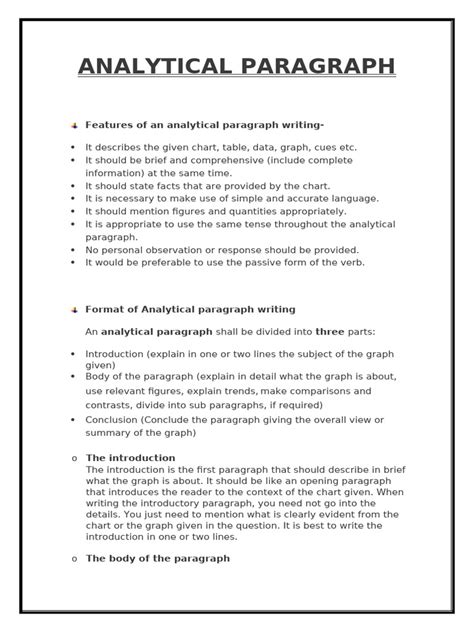 Analytical Paragraph Pdf Chart