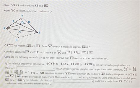 Solved Given Xyz With Medians Overline Az And Overline Bx Prove