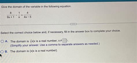 Solved Give The Domain Of The Variable In The Following Chegg Com