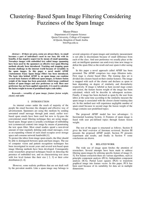 Pdf Clustering Based Spam Image Filtering Considering Fuzziness Of